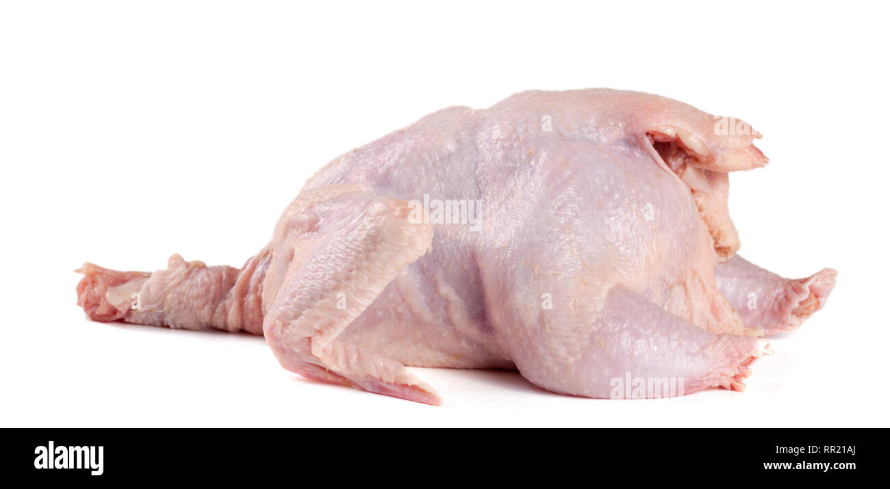raw chicken carcass isolated on white background Stock Photo - Alamy