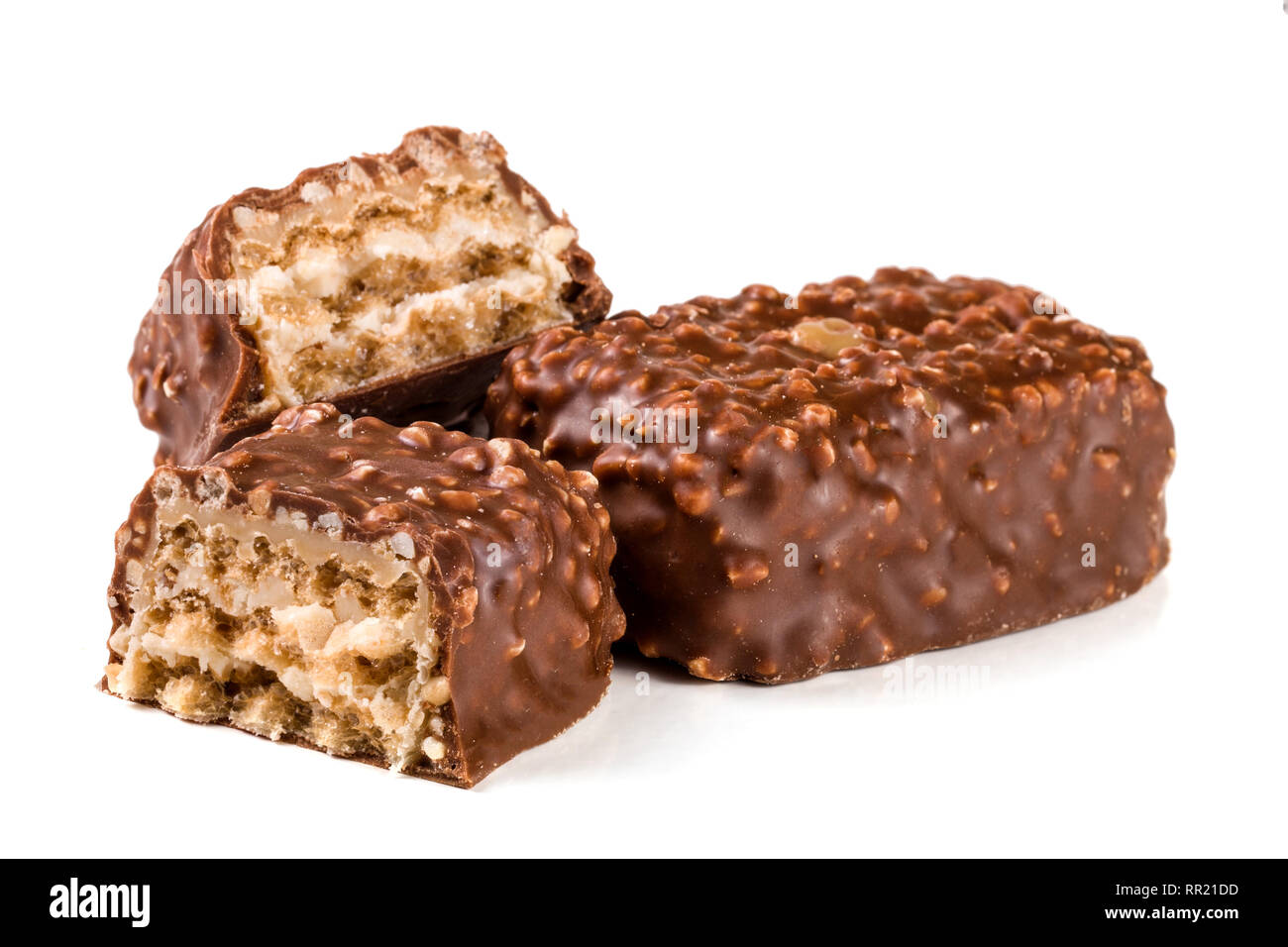 chocolate candy with nuts isolated on white background Stock Photo - Alamy