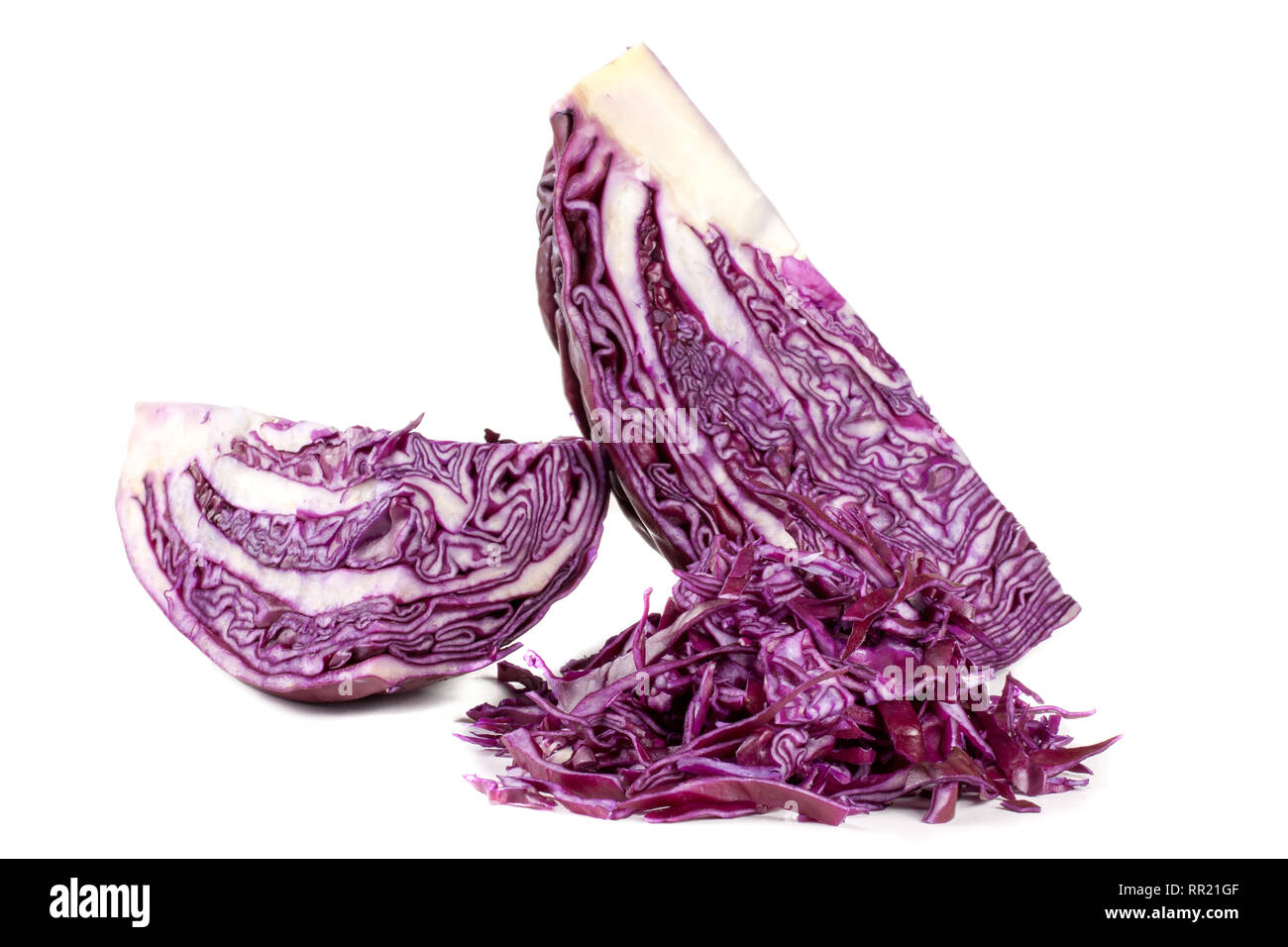 sliced red cabbage isolated on white background Stock Photo - Alamy