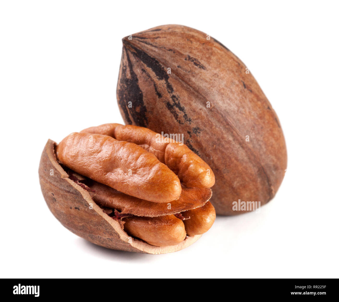 two pecan nuts isolated on white background Stock Photo - Alamy
