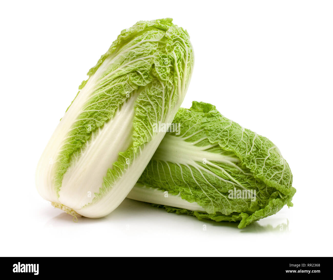 two chinese cabbage and half isolated on white background Stock Photo ...