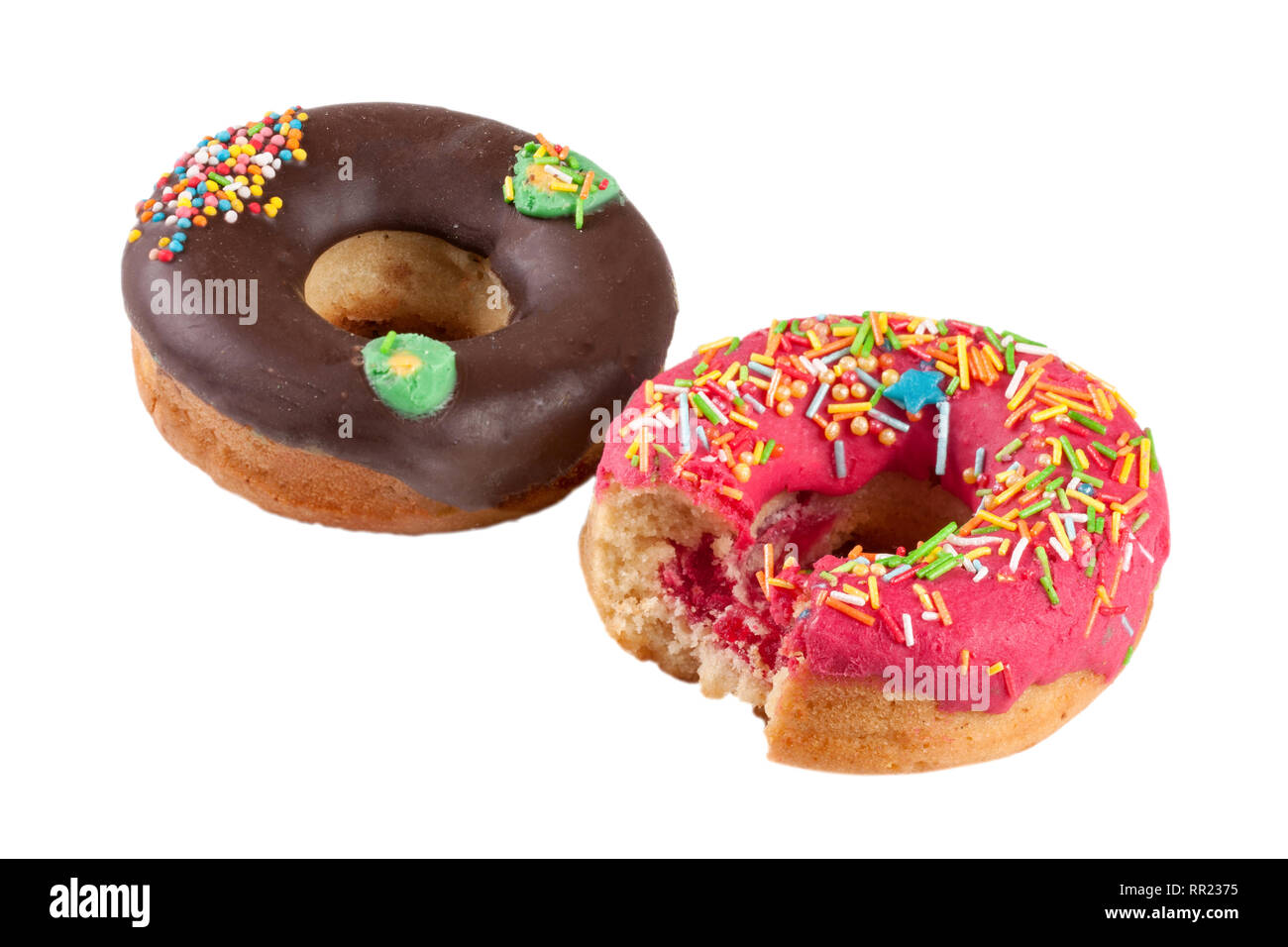 two glazed donut with a bite isolated on white background Stock Photo ...