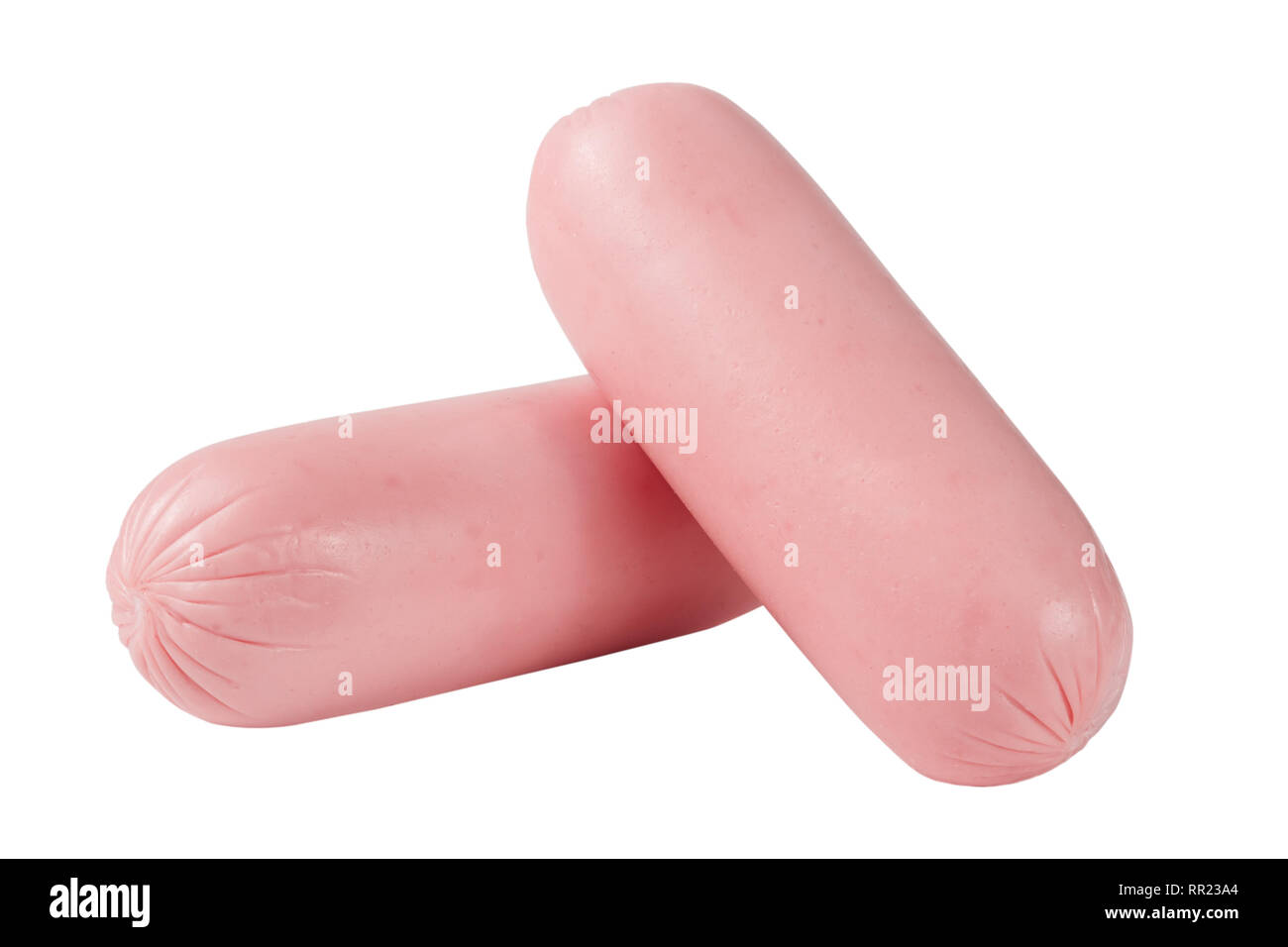 two sausages isolated on white background closeup Stock Photo - Alamy