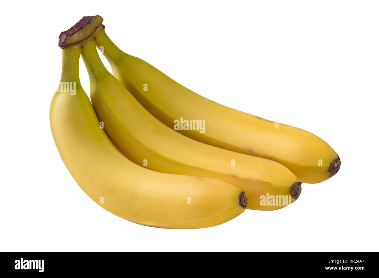 Three yellow bananas isolated on white background Stock Photo - Alamy