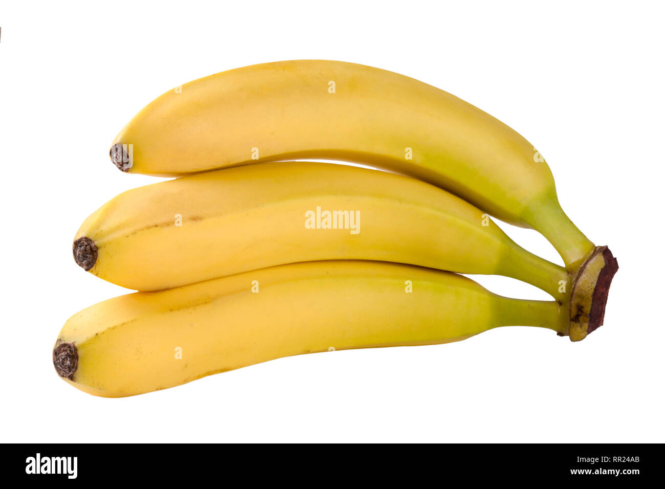 Three yellow bananas isolated on white background Stock Photo - Alamy