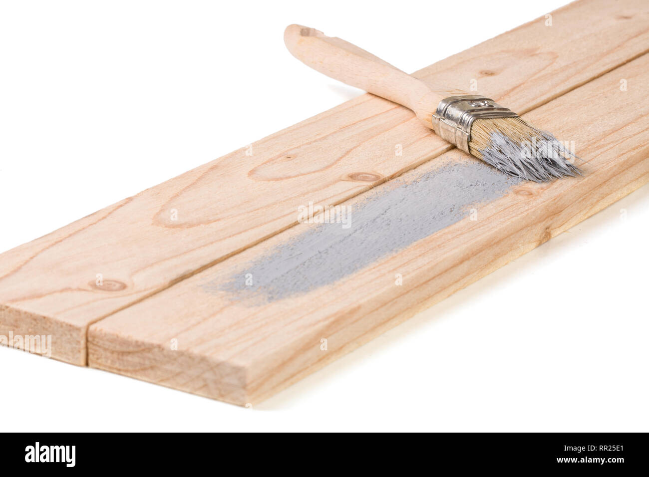 painting wooden board paint brush gray color isolated on white ...