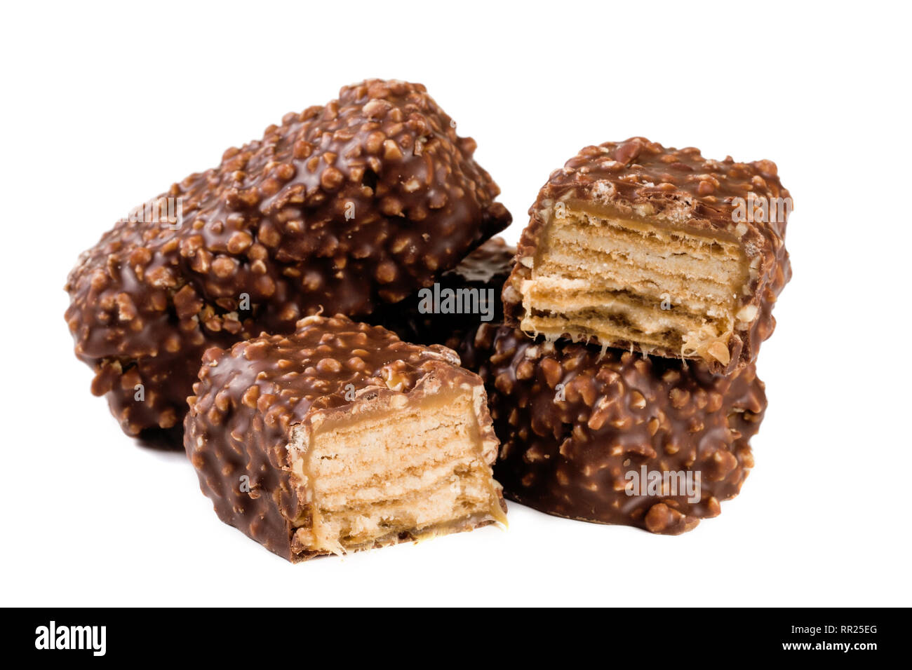 chocolate candy with nuts isolated on white background Stock Photo - Alamy