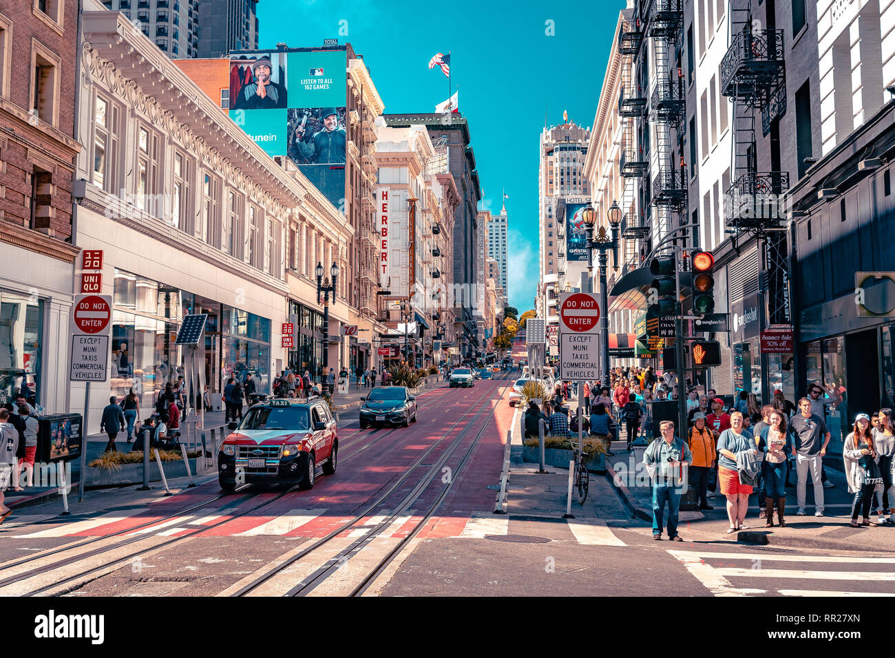 San Francisco, California, USA - Busy city street Stock Photo - Alamy