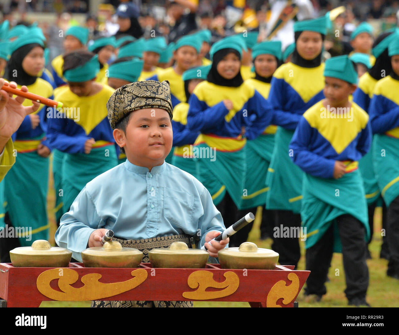 Bandar Seri Begawan, Brunei. 23rd Feb, 2019. A child plays a ...