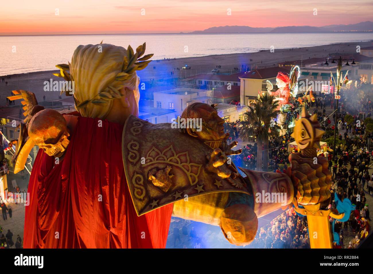 VIAREGGIO,ITALY-23 FEN,2019: A giant paper-mache called "dazi nostri ...