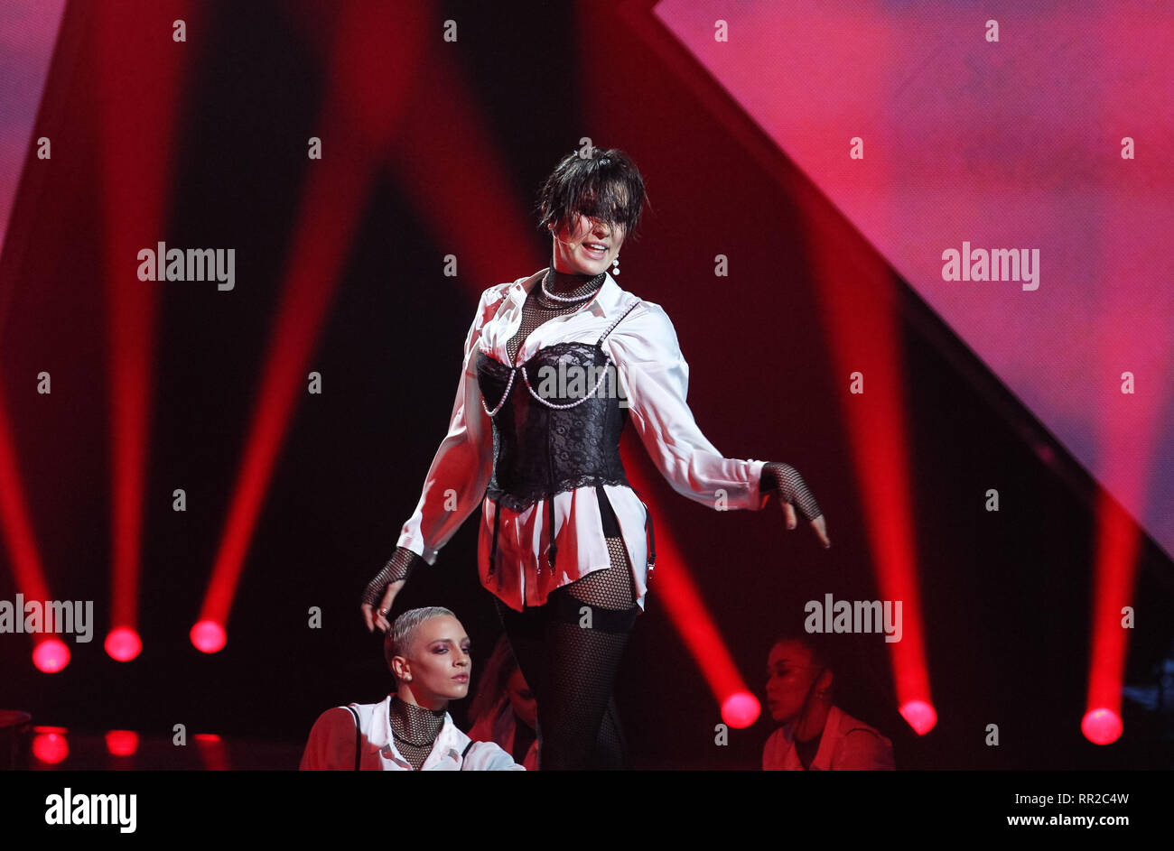 Ukrainian singer MARUV is seen performing the "Siren Song" song during ...