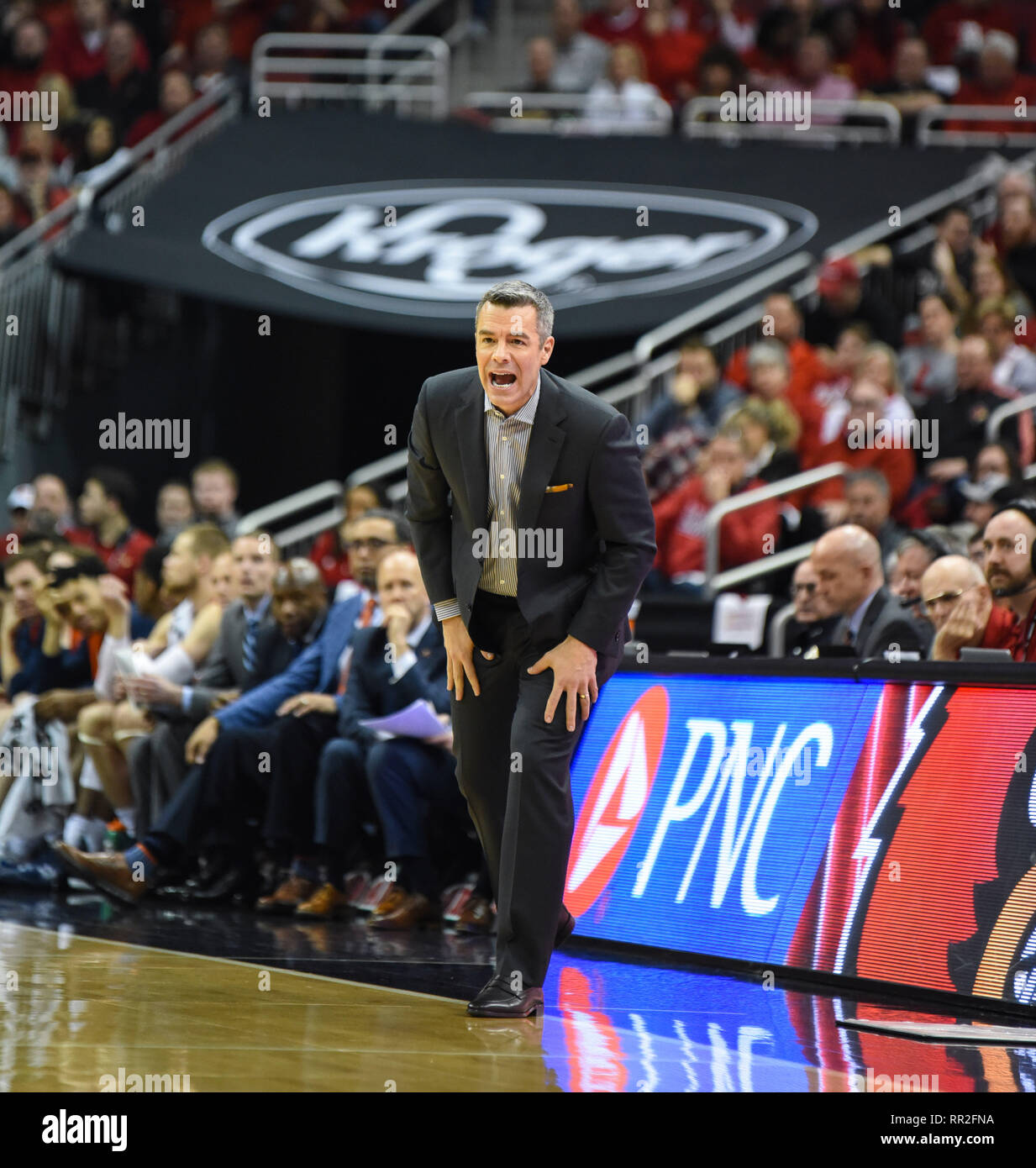 Louisville, Kentucky, USA. 23rd Feb, 2019. Head Coach Tony Bennett ...