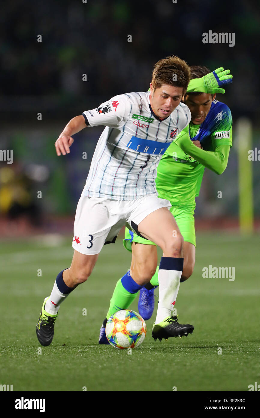 Shonan BMW Stadium Hiratsuka, Kanagawa, Japan. 23rd Feb, 2019. (L-R) Ryosuke Shindo (Consadole ...