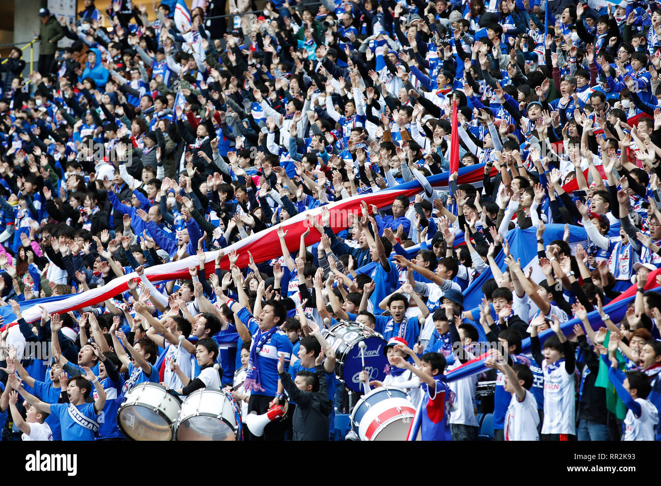 Osaka, Japan. 23rd Feb, 2019. Yokohama FMarinos fans Football/Soccer ...