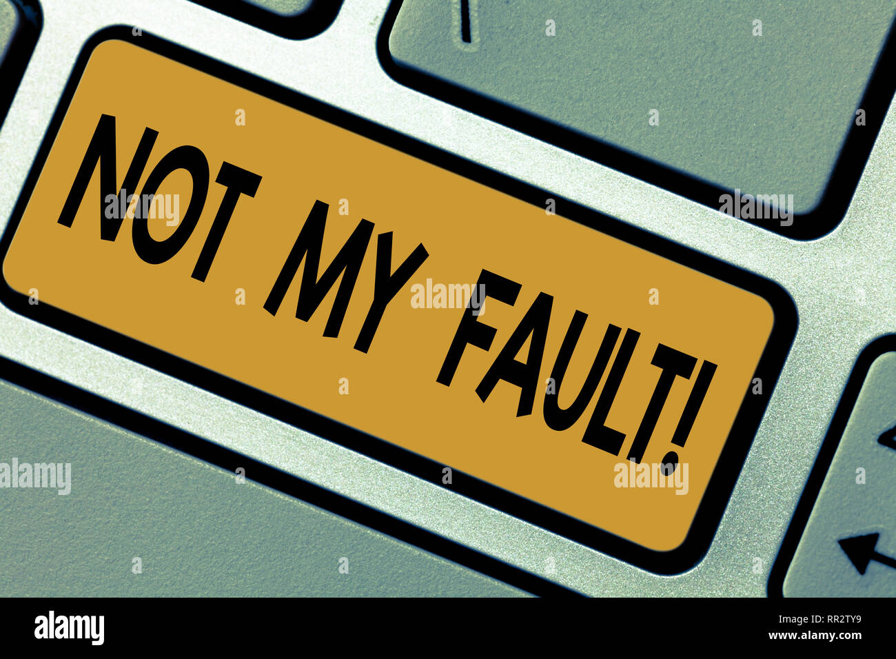 Writing note showing Not My Fault. Business photo showcasing To make ...