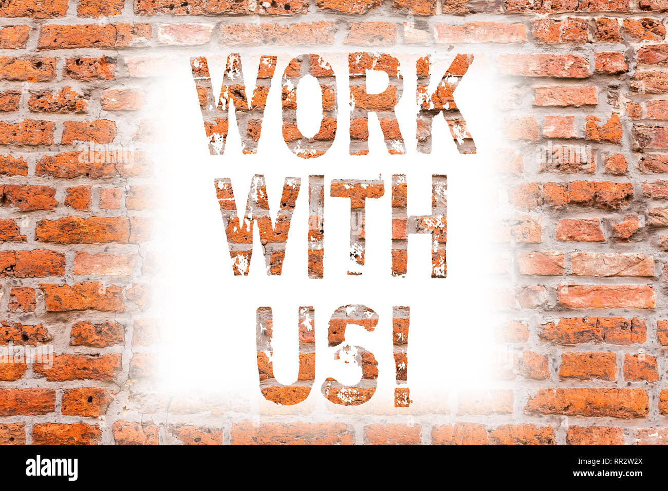 Text sign showing Work With Us. Conceptual photo Invitation to join a ...