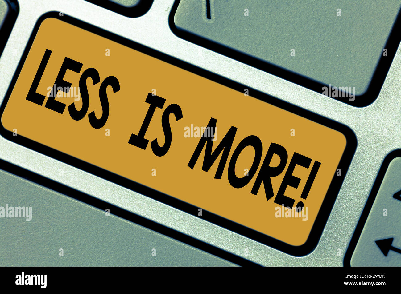 Writing note showing Less Is More. Business photo showcasing Minimalist ...