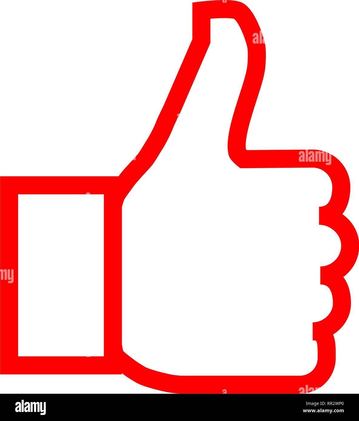 Like symbol icon - red simple outline, isolated - vector illustration ...