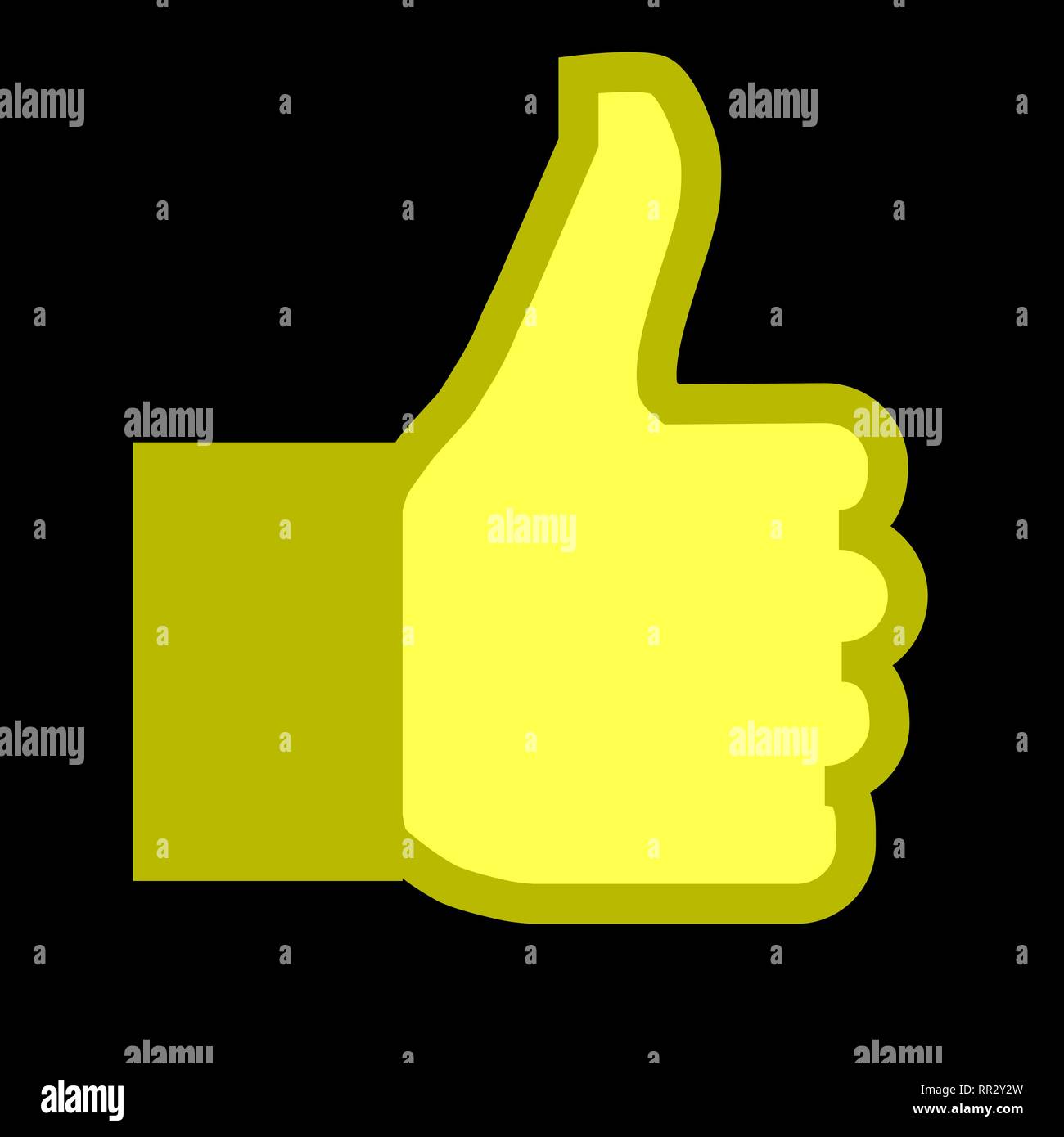 Like symbol icon - yellow simple outline, isolated - vector ...