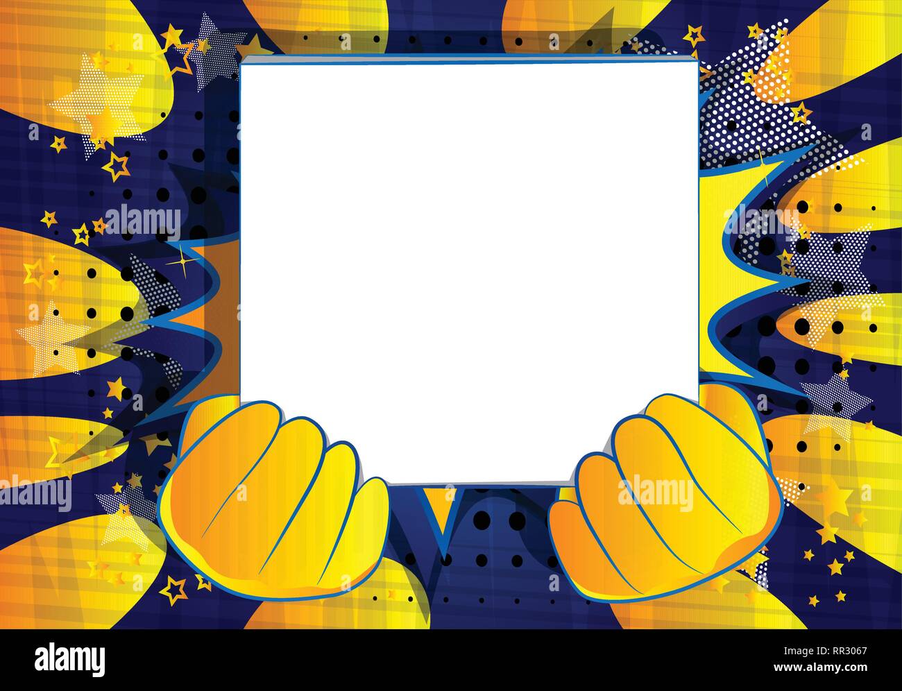 Vector Cartoon Hand Holding A Big White Box Illustrated Hand On Comic