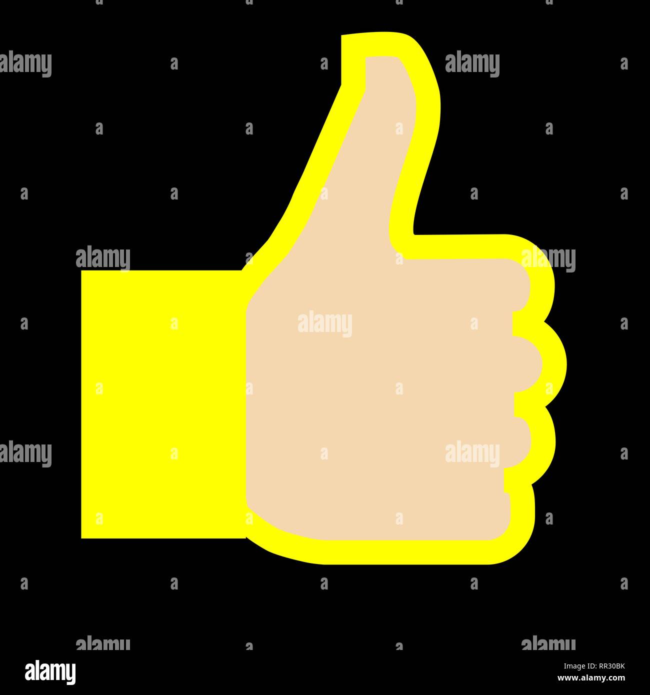 Like symbol icon - yellow simple outline, isolated - vector ...