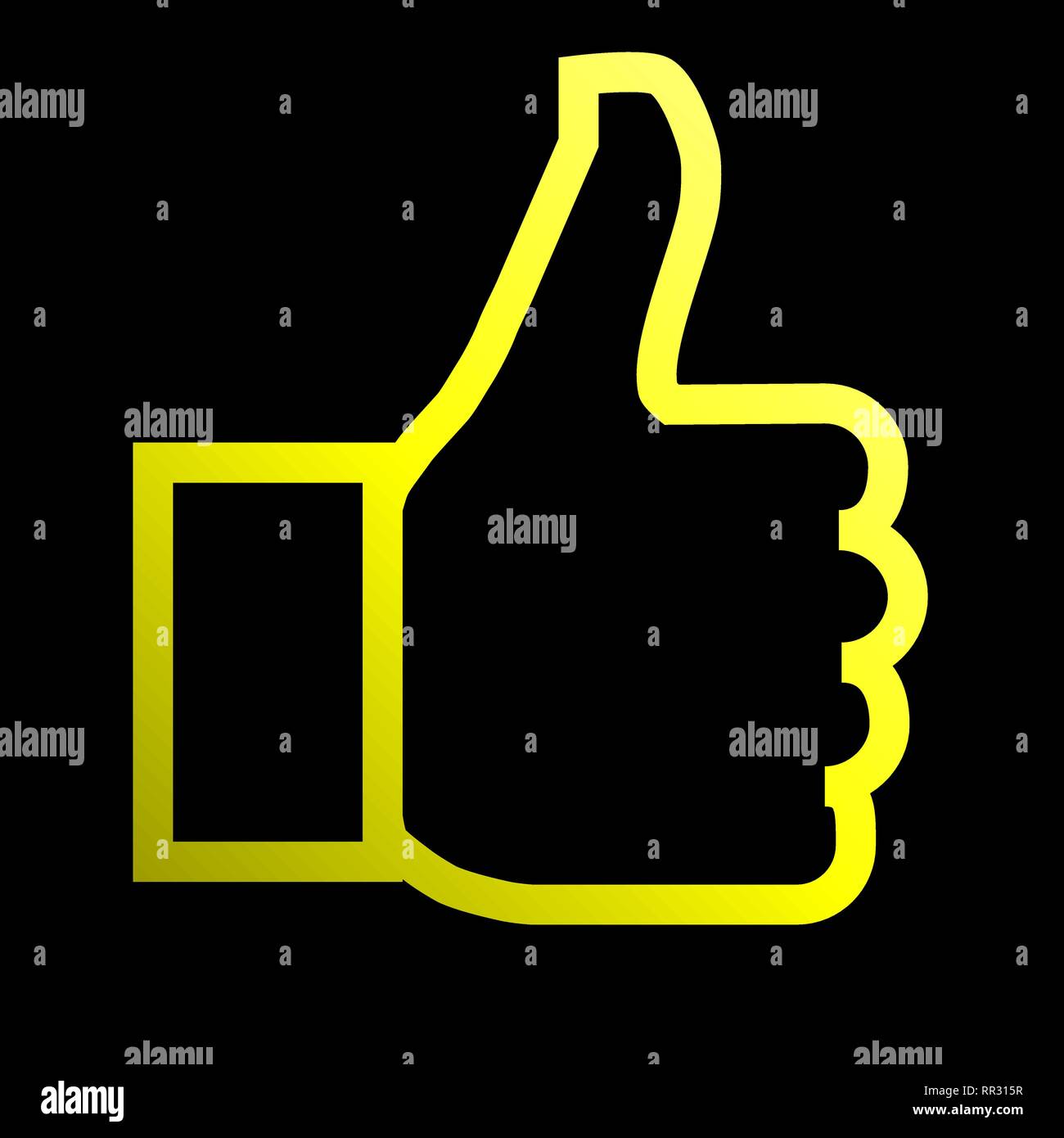 Like symbol icon - yellow gradient outline, isolated - vector ...