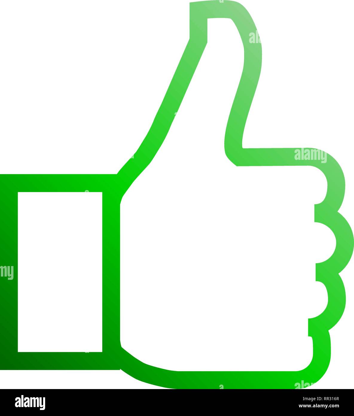 Like symbol icon - green gradient outline, isolated - vector ...