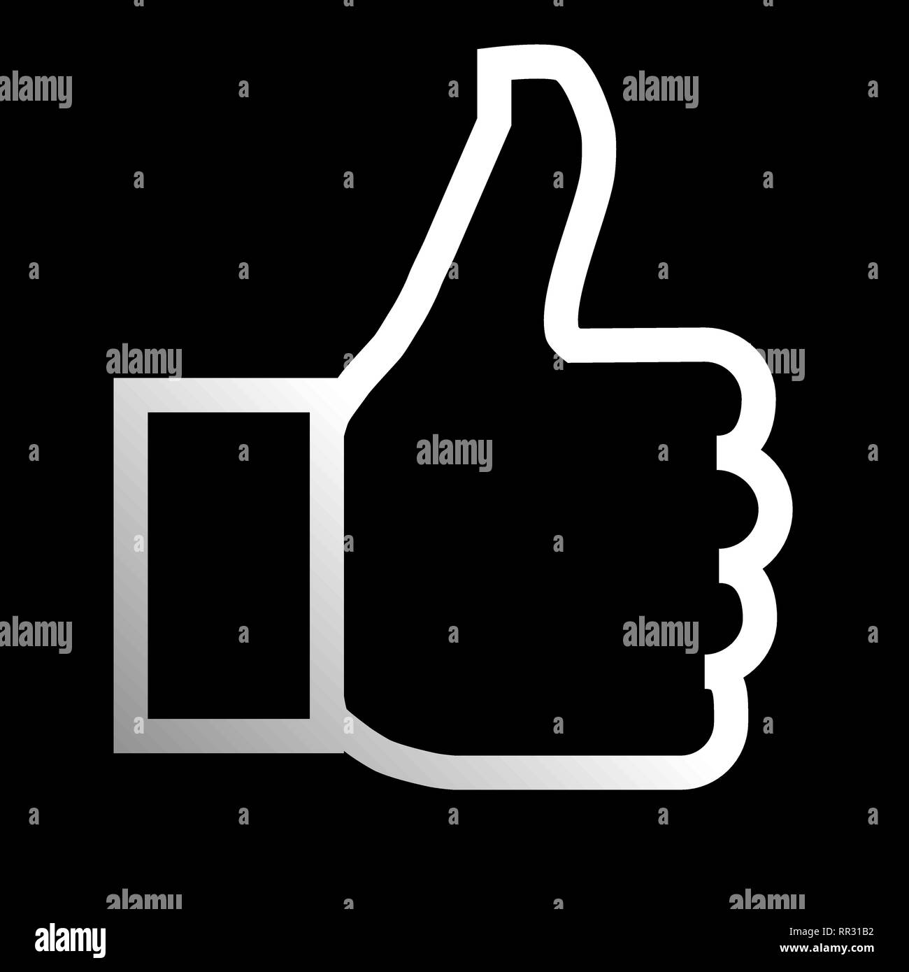 Like symbol icon - white gradient outline, isolated - vector ...