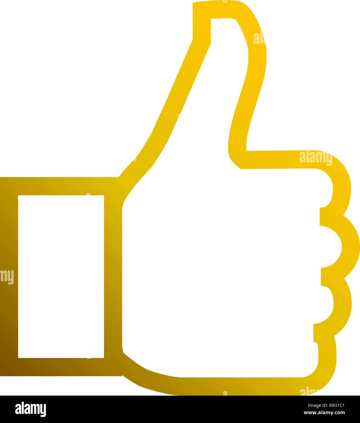 Like symbol icon - golden gradient outline, isolated - vector ...