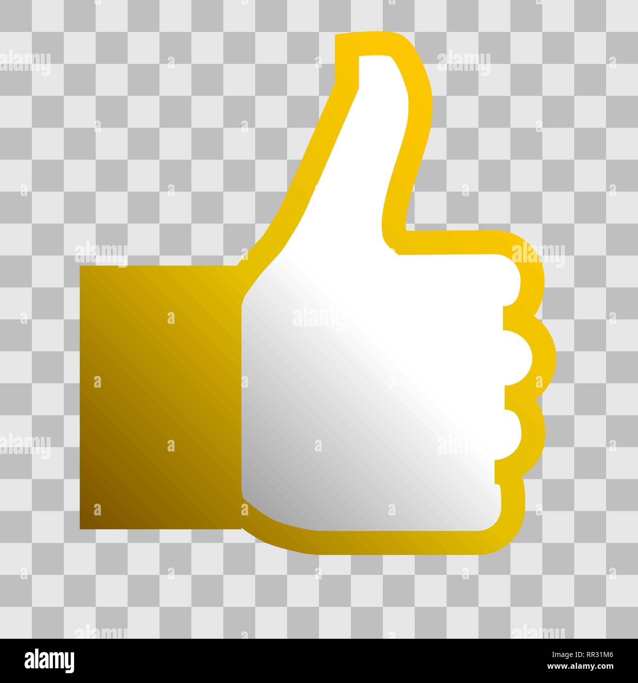 Like symbol icon - golden gradient outline, isolated - vector ...