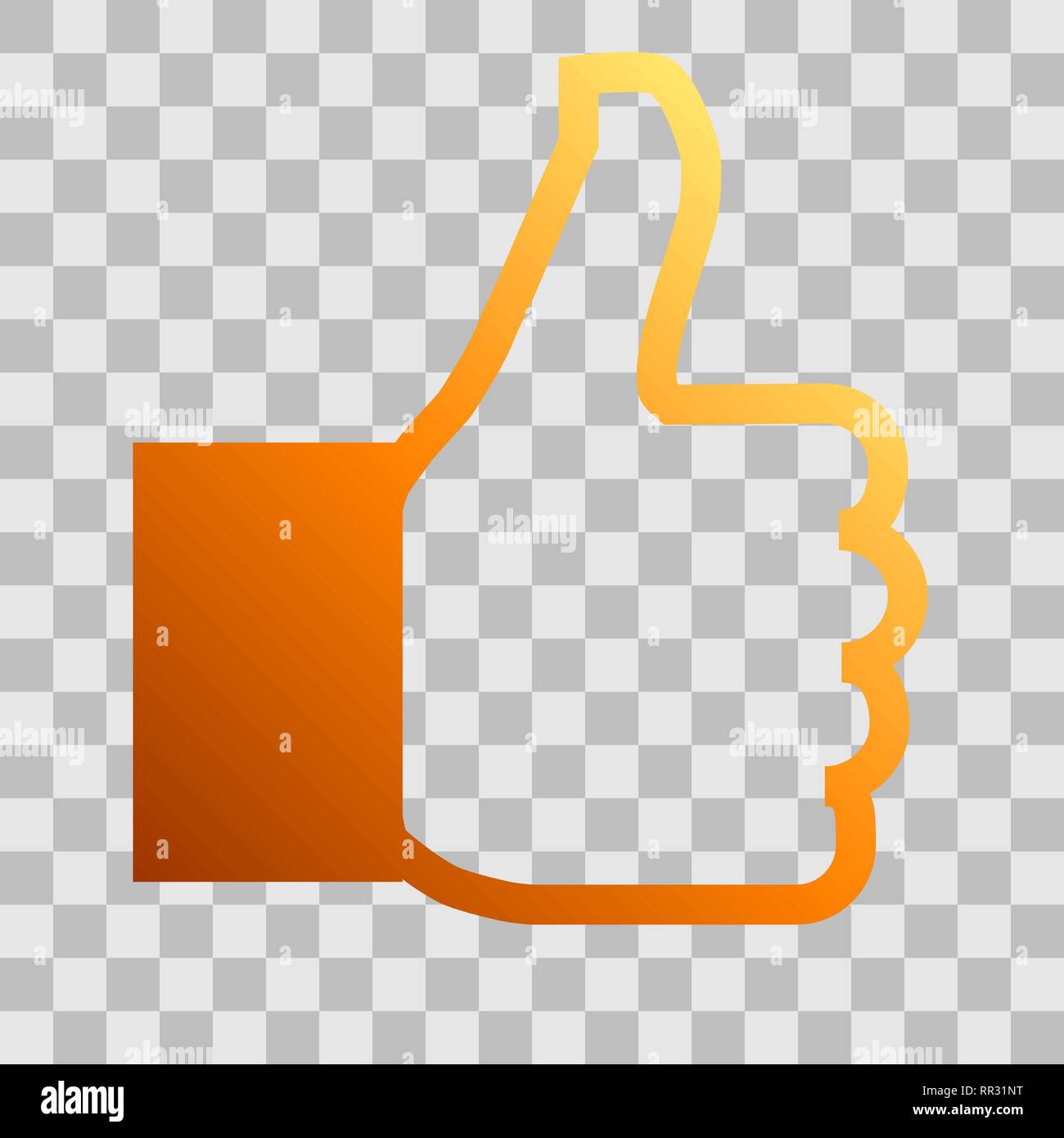 Like symbol icon - orange gradient outline, isolated - vector ...