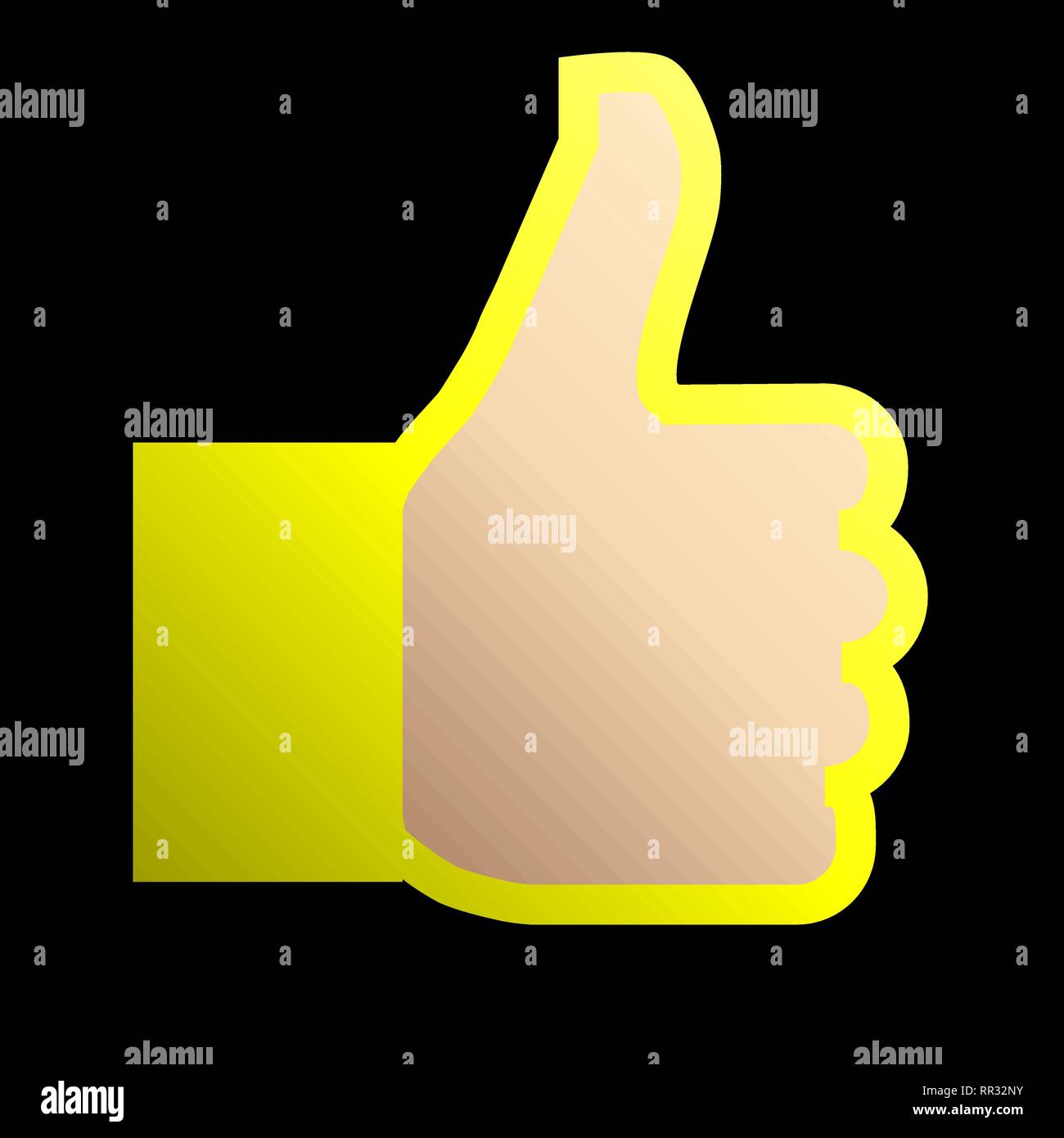 Like symbol icon - yellow gradient outline, isolated - vector ...