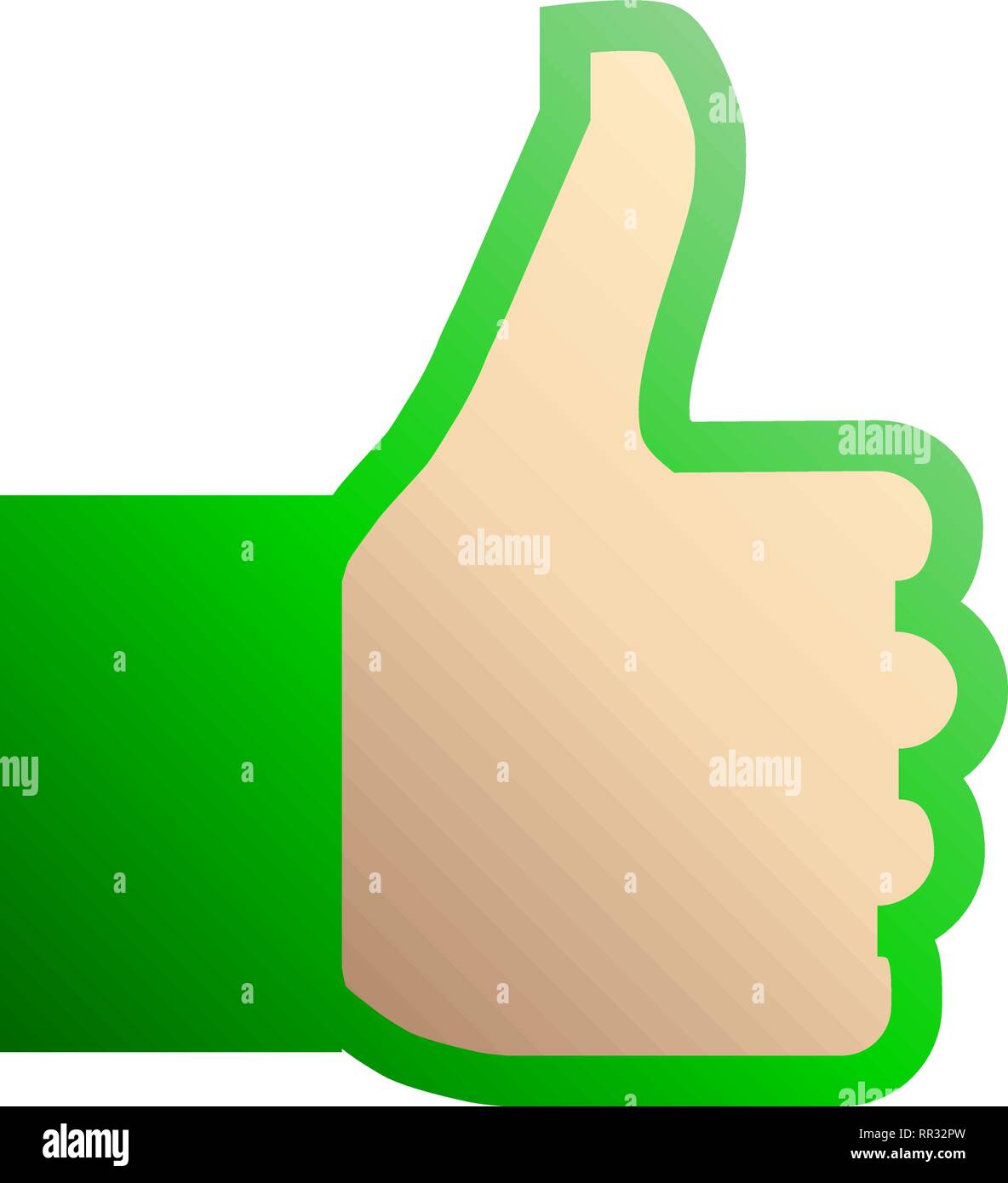 Like symbol icon - green gradient outline, isolated - vector ...