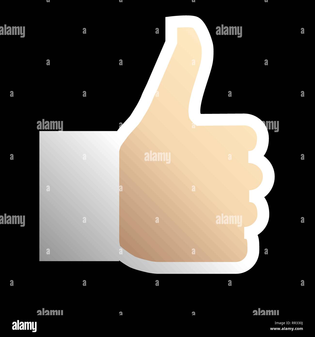 Like symbol icon - white gradient outline, isolated - vector ...