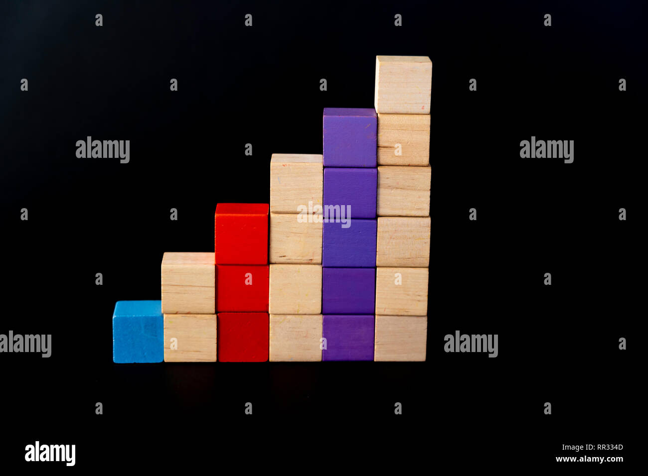 Toy blocks arranged as a graph to show growth Stock Photo - Alamy