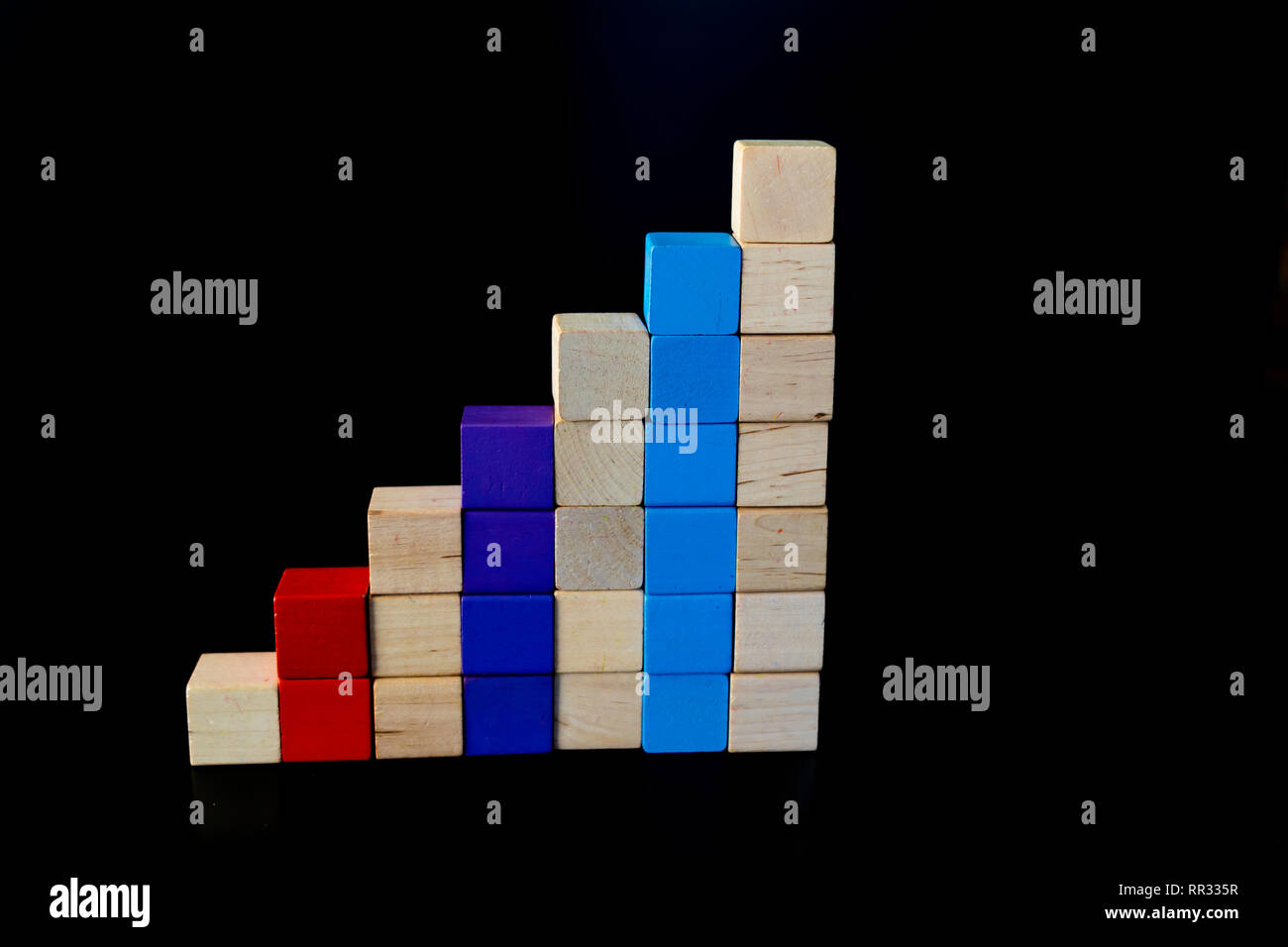 Toy blocks arranged as a graph to show growth Stock Photo - Alamy