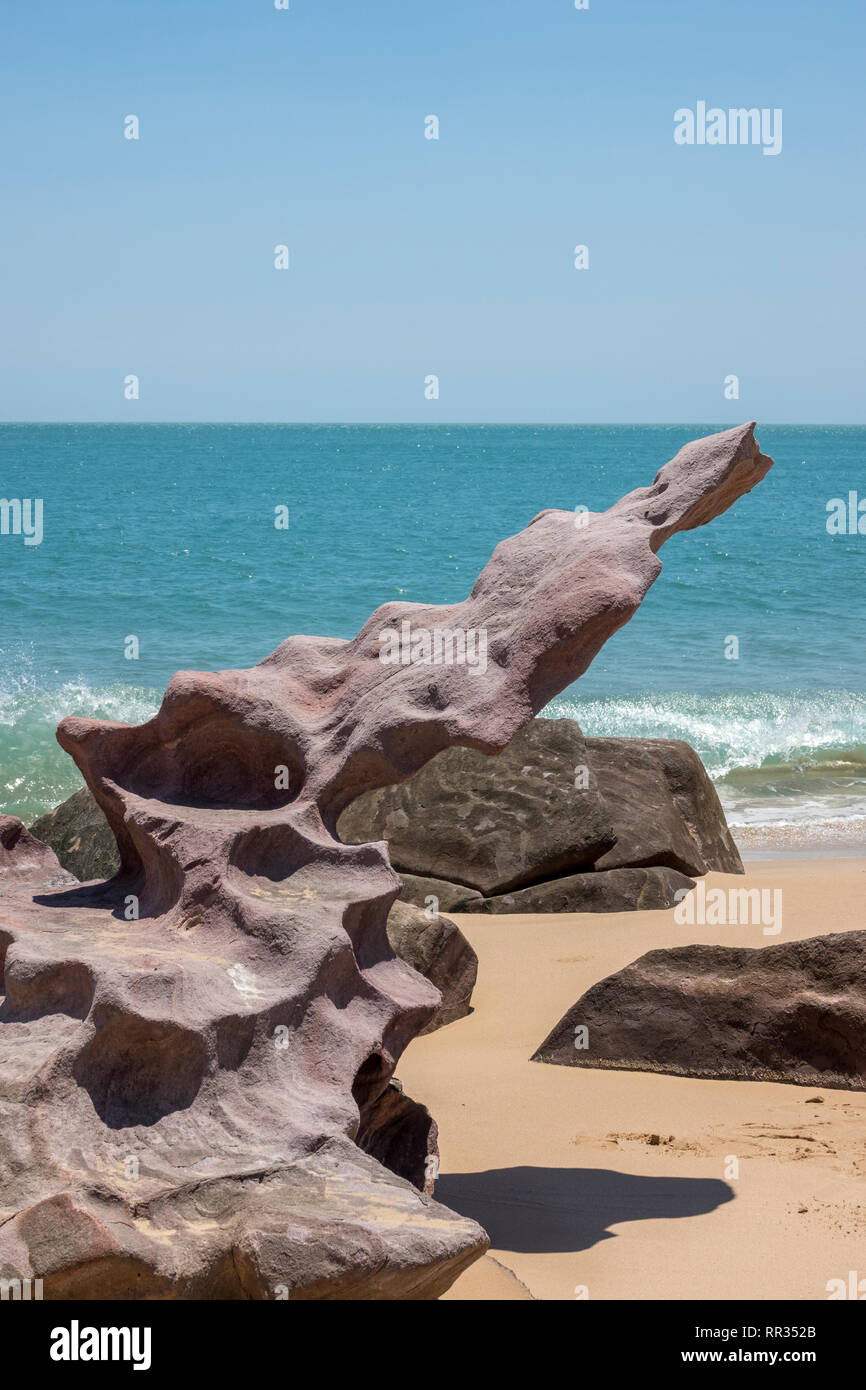 Wave and wind erosion on rocks at Koolama Bay, Western Australia Stock ...