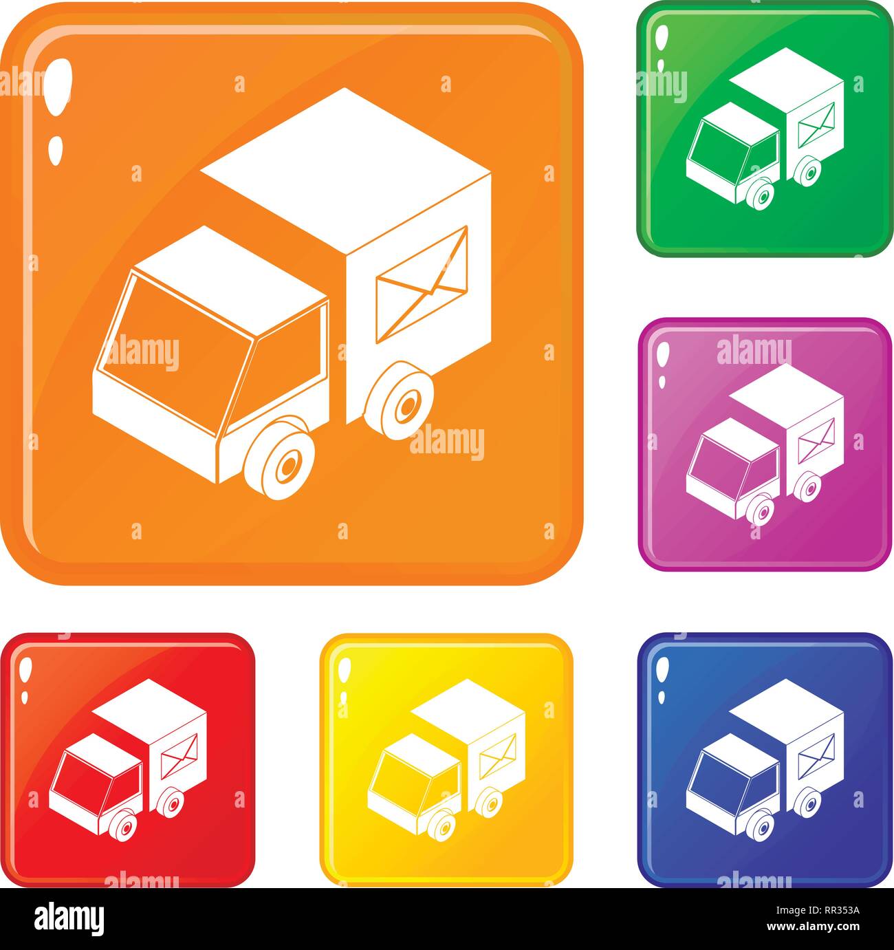 Truck delivery icons set vector color Stock Vector Image & Art - Alamy