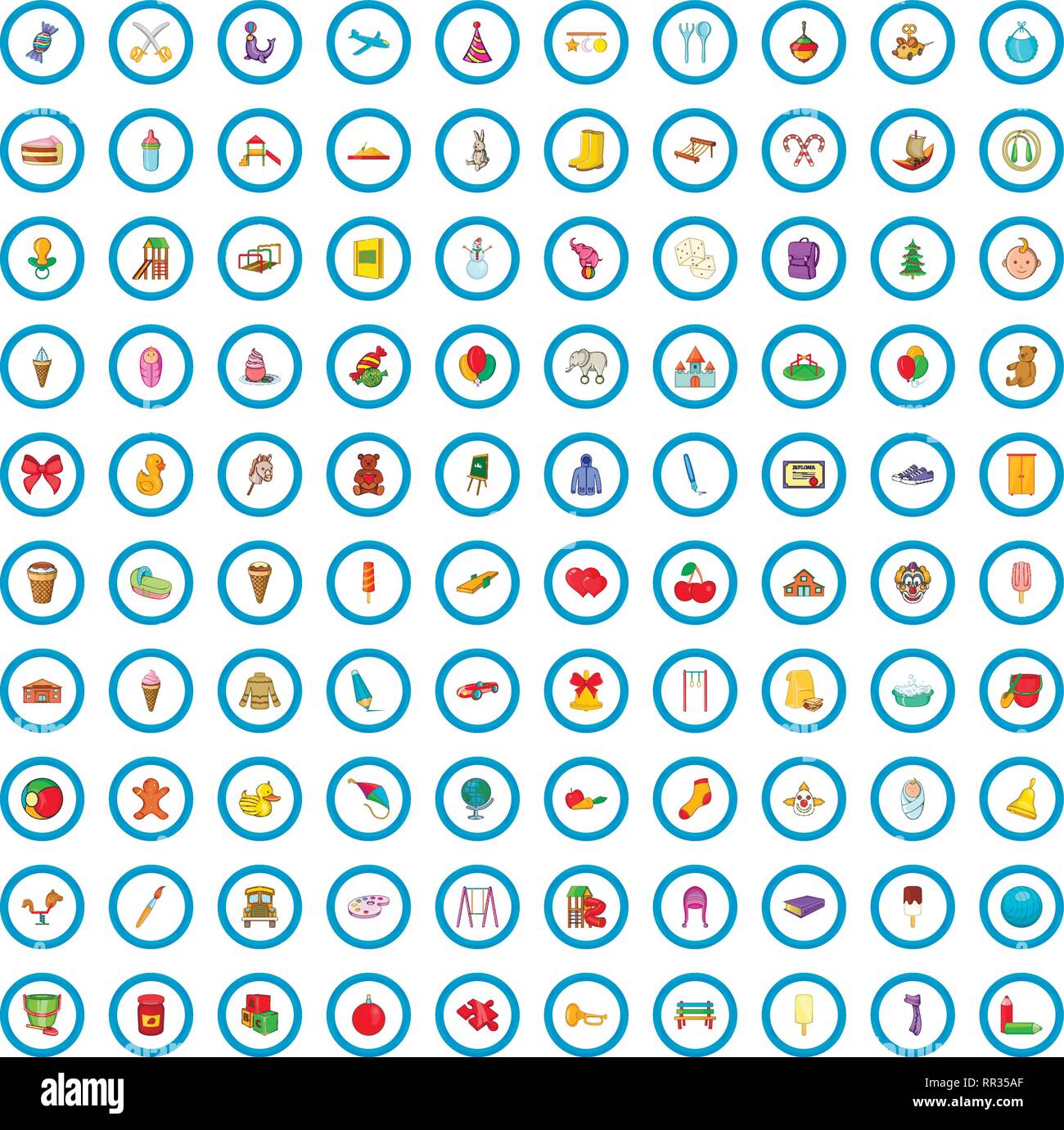 100 children icons set, cartoon style Stock Vector Image & Art - Alamy