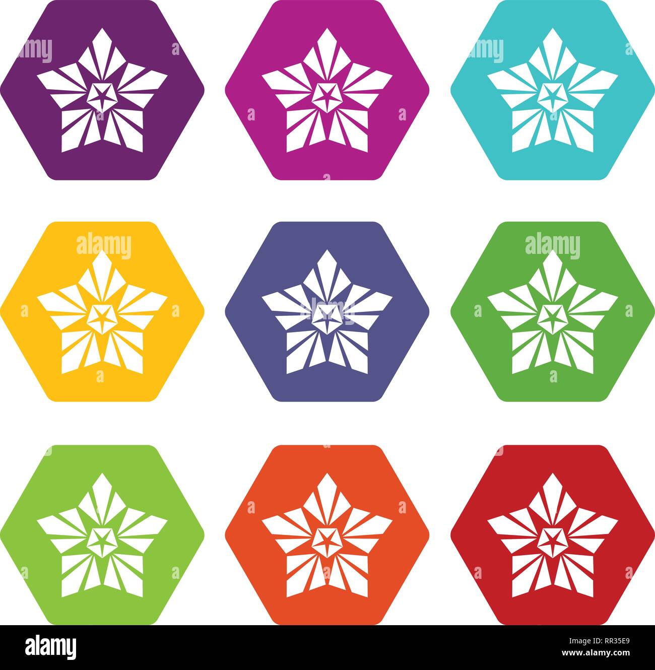 Geometric star icons set 9 vector Stock Vector Image & Art - Alamy