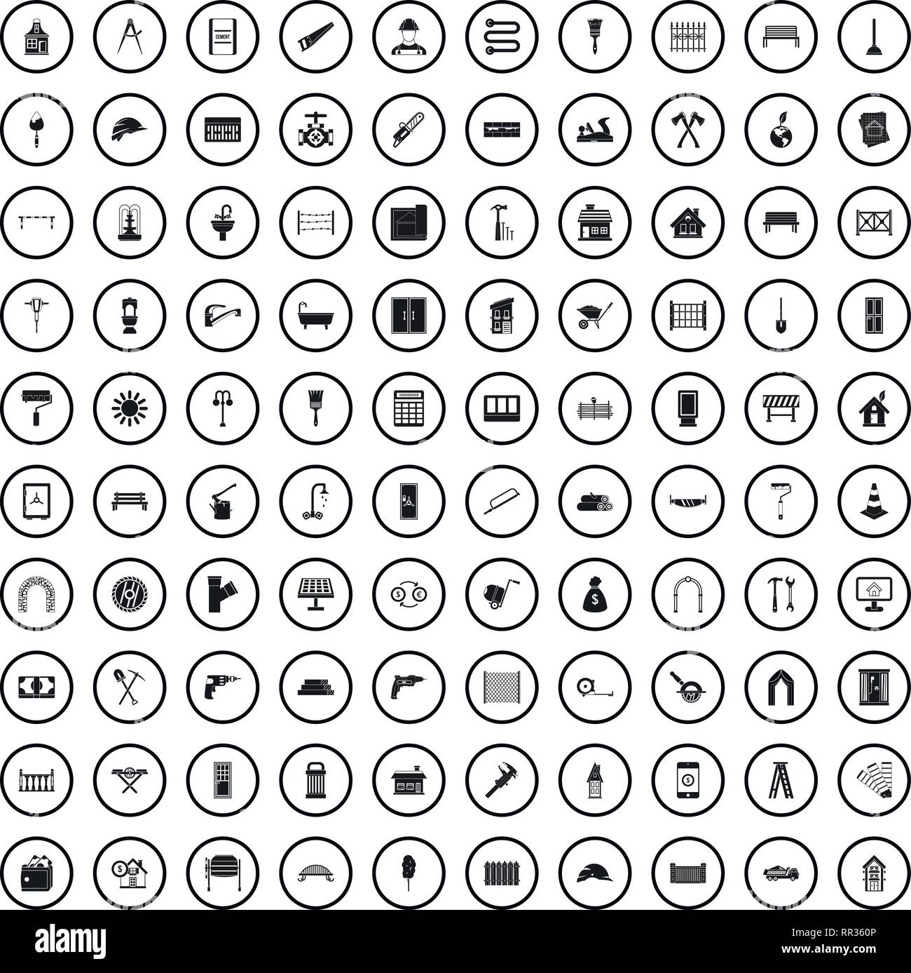 100 individual construction icons set Stock Vector Image & Art - Alamy