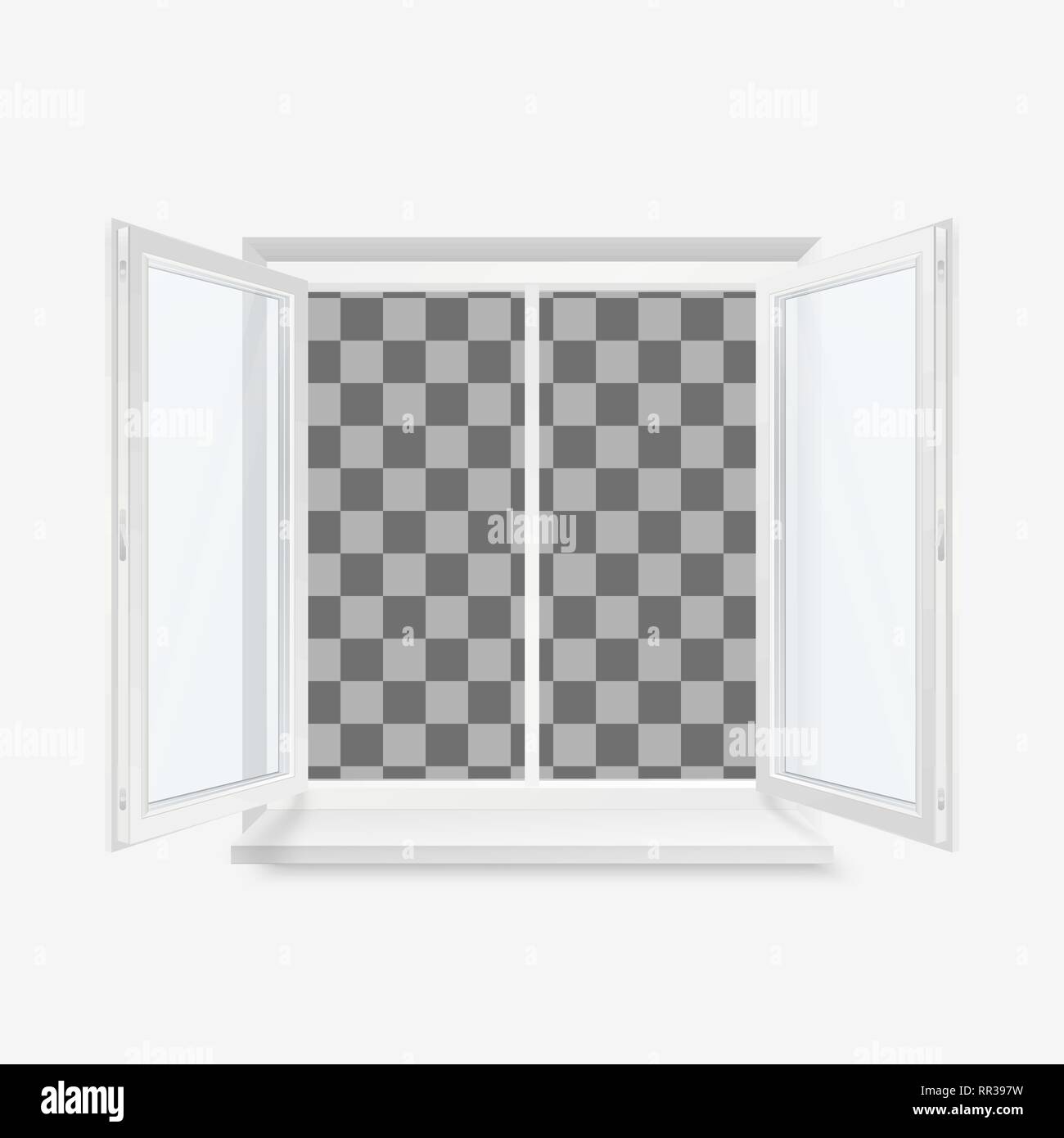 White Open Office Plastic Window. Window Front View. Vector ...