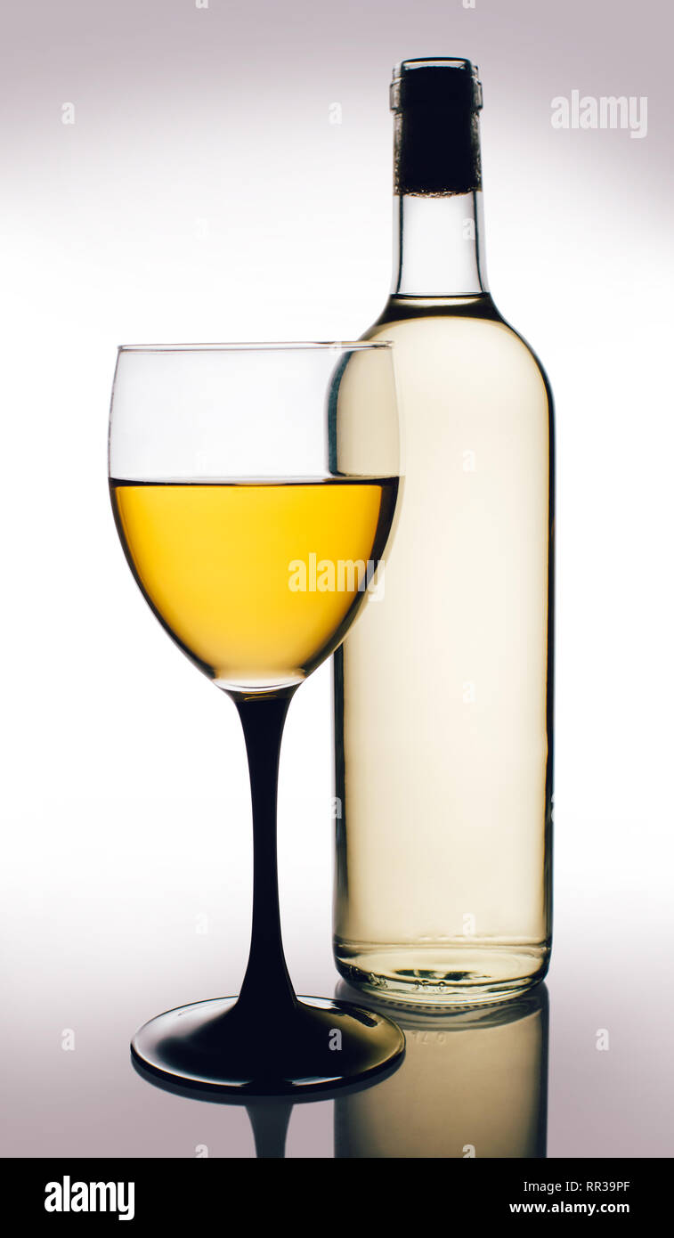 wine glasses and bottle on white background Stock Photo - Alamy