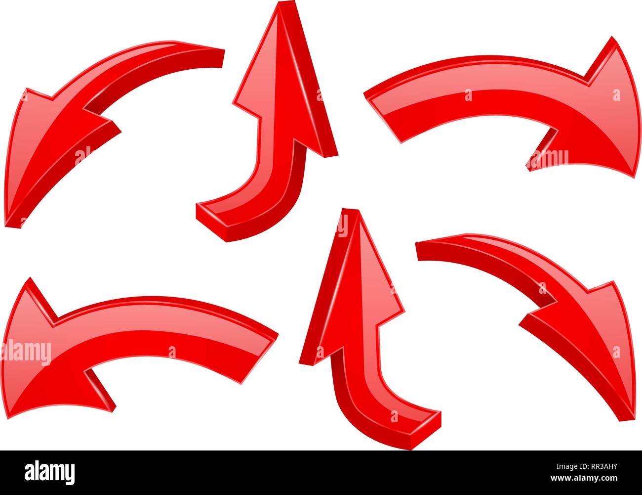 Red bold arrows. 3d shiny signs Stock Vector Image & Art - Alamy