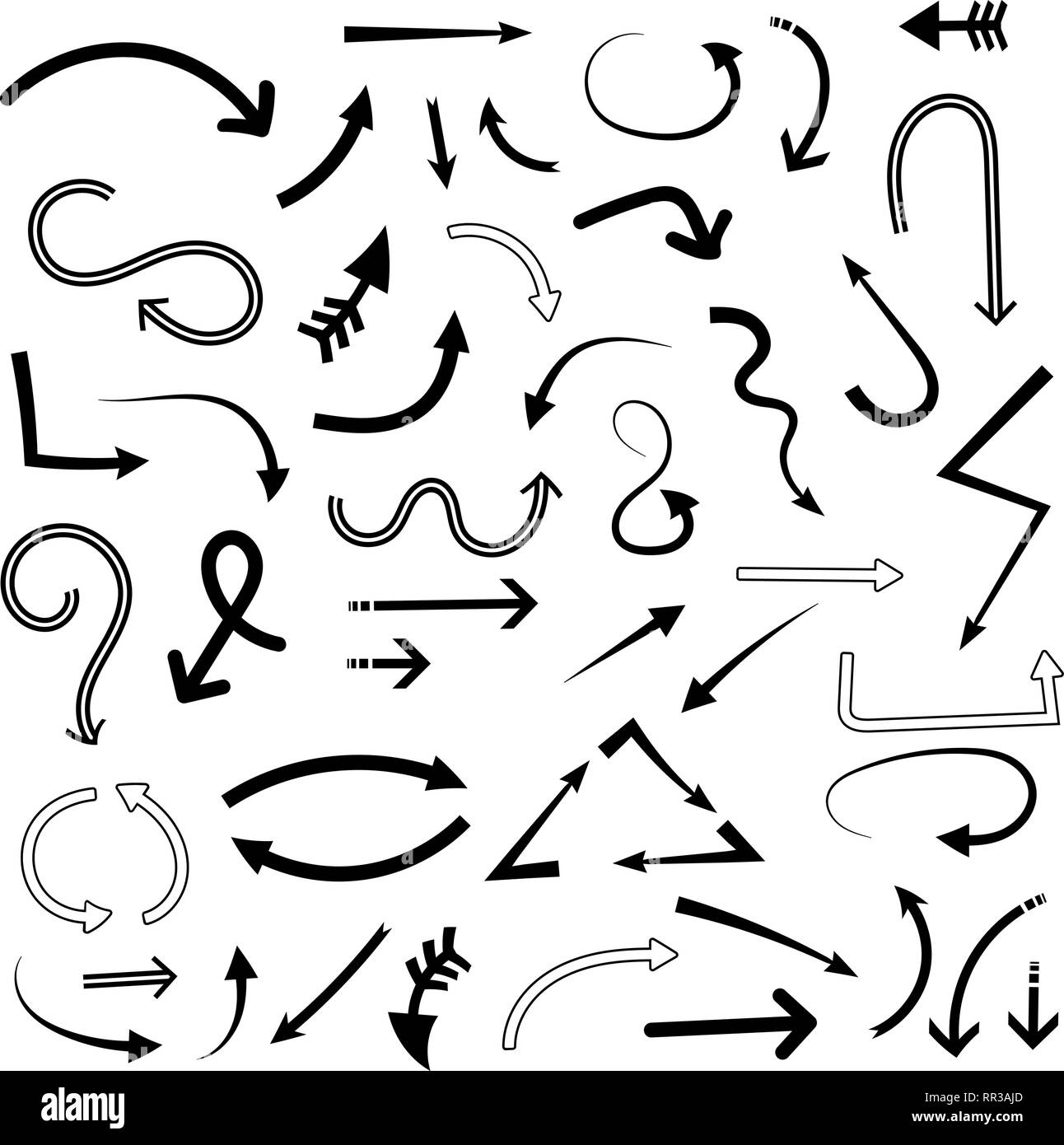 Doodle arrows. Set of hand drawn cartoon signs Stock Vector Image & Art ...