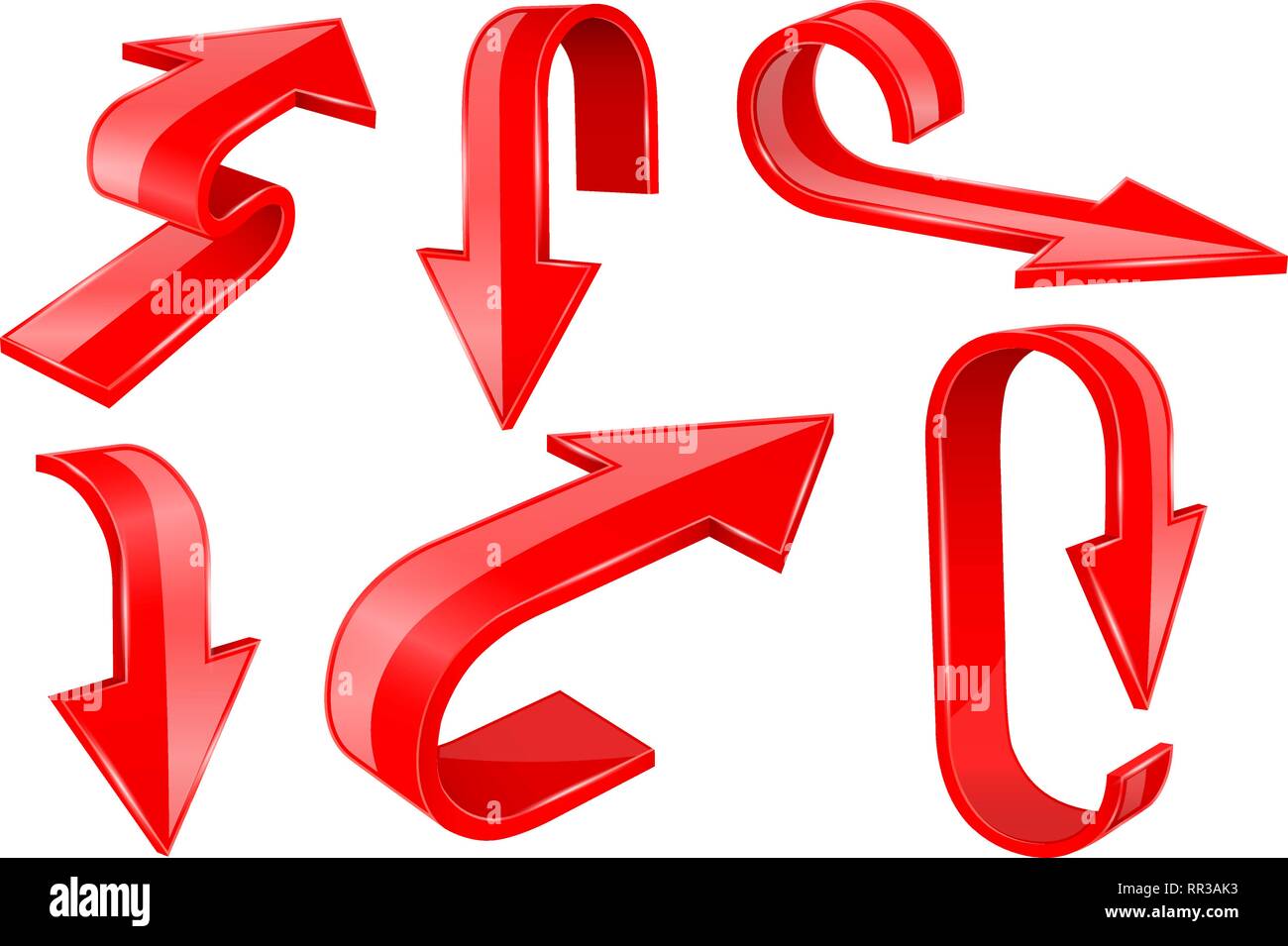 Red bold arrows. 3d shiny signs Stock Vector Image & Art - Alamy