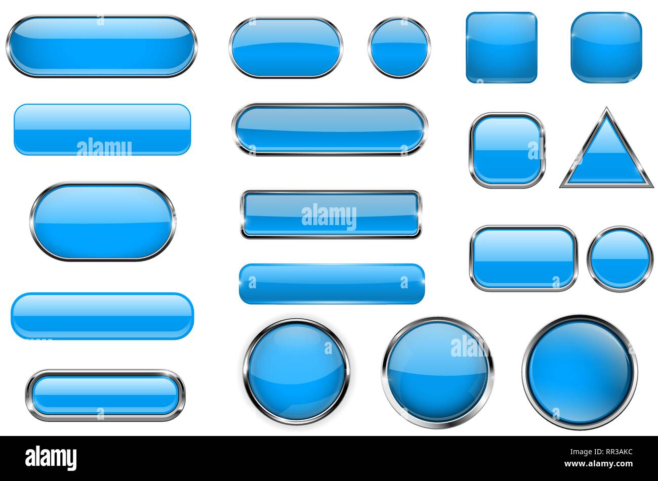 Blue glass buttons. Collection of 3d icons Stock Vector Image & Art - Alamy