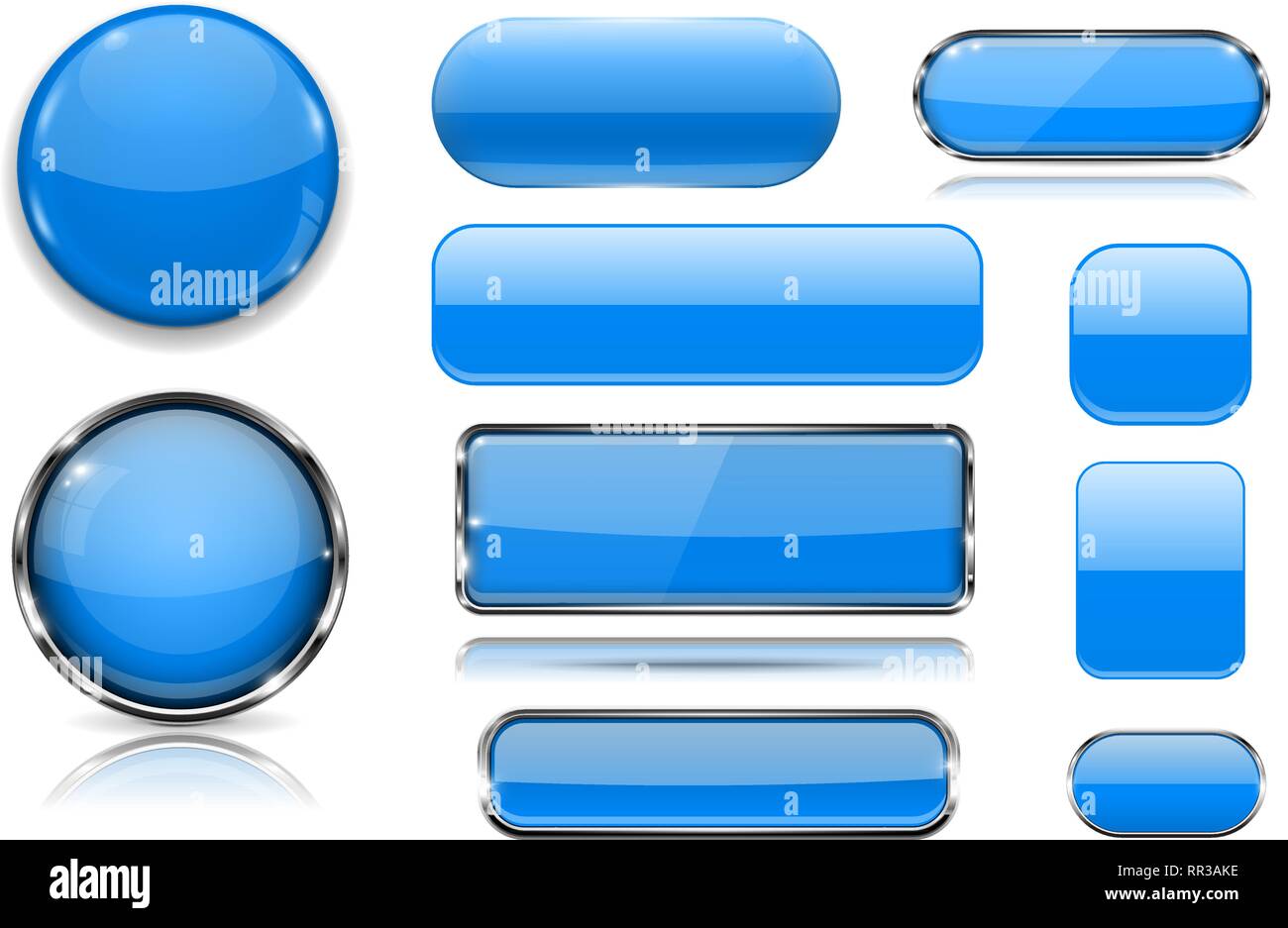 Blue glass buttons. Collection of 3d icons Stock Vector Image & Art - Alamy