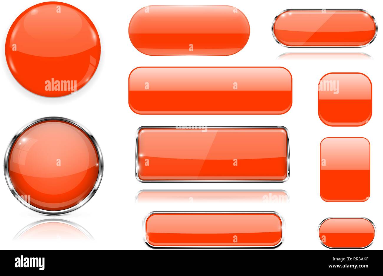 Orange glass buttons. Collection of 3d icons Stock Vector Image & Art ...