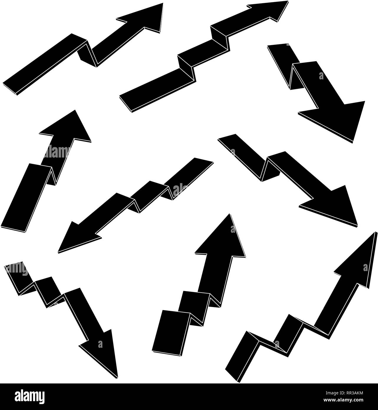 Financial indication arrows set. Black silhouette icons Stock Vector ...